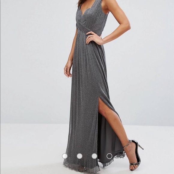 ASOS | Dresses | Asos Metallic Silver Maxi Dress | Poshmark